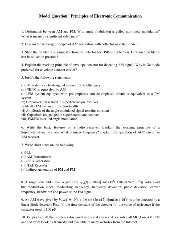 PEC Model Question Paper: Electronic Comm. | PDF