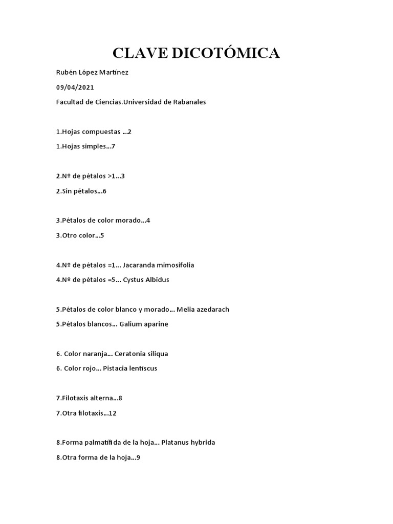 Clave Dicotómica | PDF