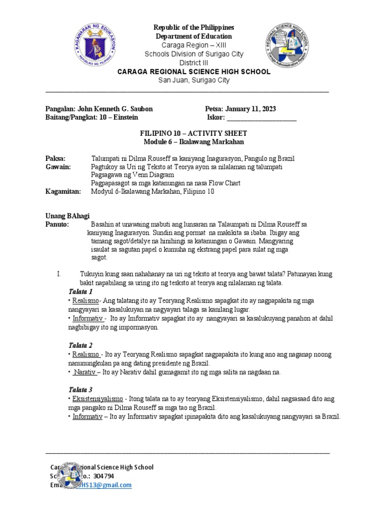 Saubon Q2 Answers-in-Fil | PDF