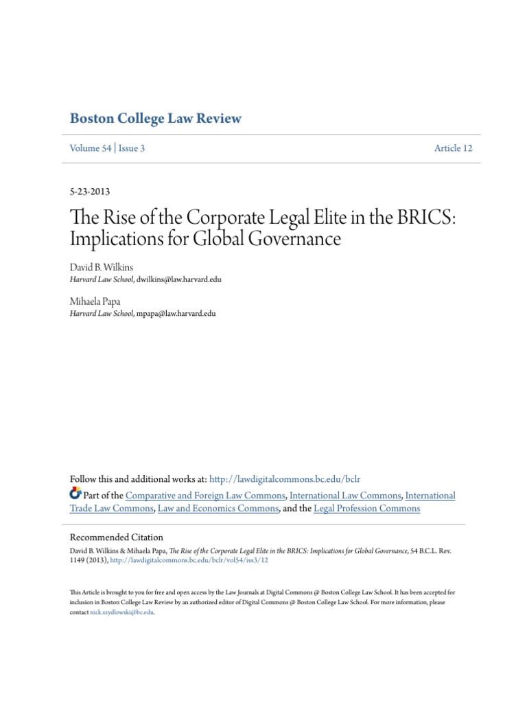 The Rise of The Corporate Legal Elite in The BRICS - Implications | PDF ...