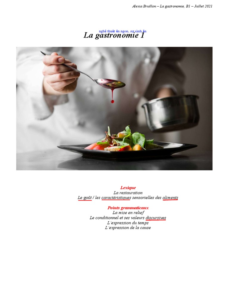 Alexiabruillon - B1 - Gastronomie - 1 STD | PDF | Clause | Linguistique