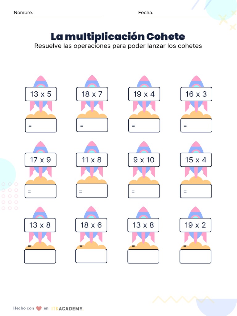 Multiplicación Cohete para Primaria | PDF | Métodos y materiales de ...