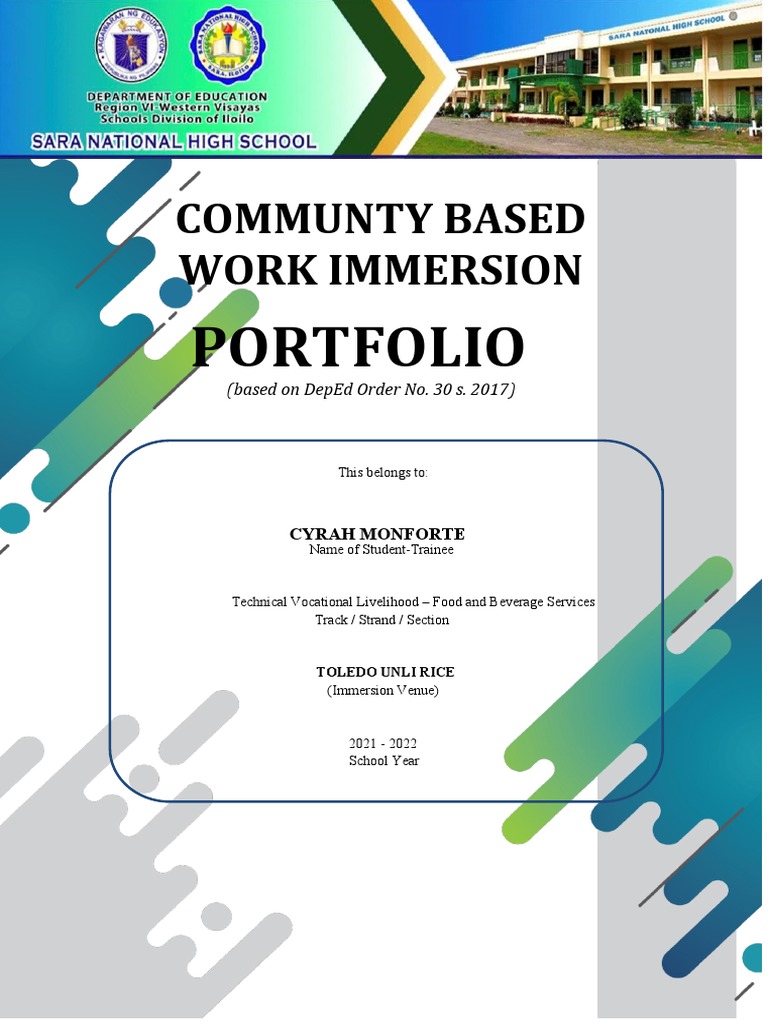 Community Based Work Immersion | PDF | Tableware | Restaurants