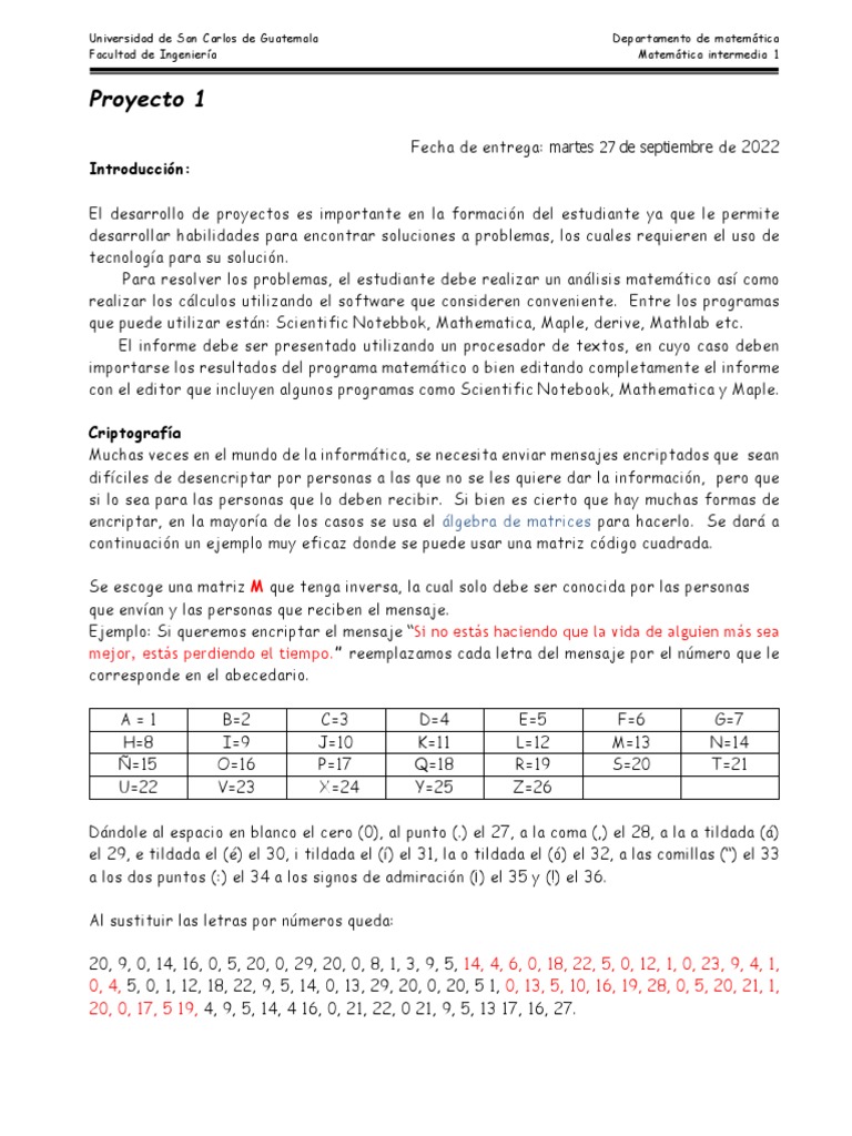 Proyecto | PDF | Criptografía | Matriz (Matemáticas)