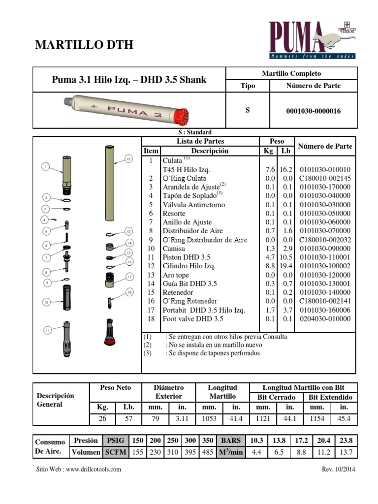 FT - 0001030000016 - P3.1 DHD 3.5 Rosca Izq T-45 H - ESP - 10-2014 | PDF | Tecnología del motor ...