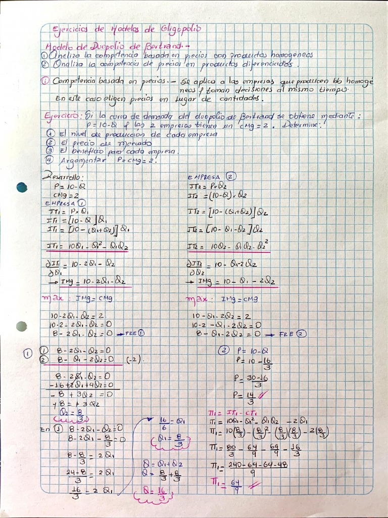 Ejercicios Modelos de Duopolio de Bertrand | PDF