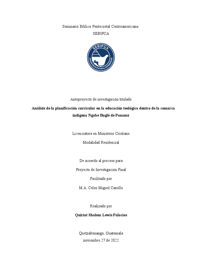 Análisis Curricular en Educación Teológica Ngabe Buglé | PDF | Planificación | Plan de estudios