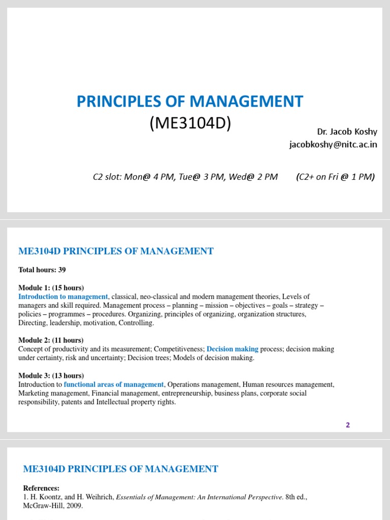 Principles of Management Lecture 1 | PDF | Human Resources | Leadership