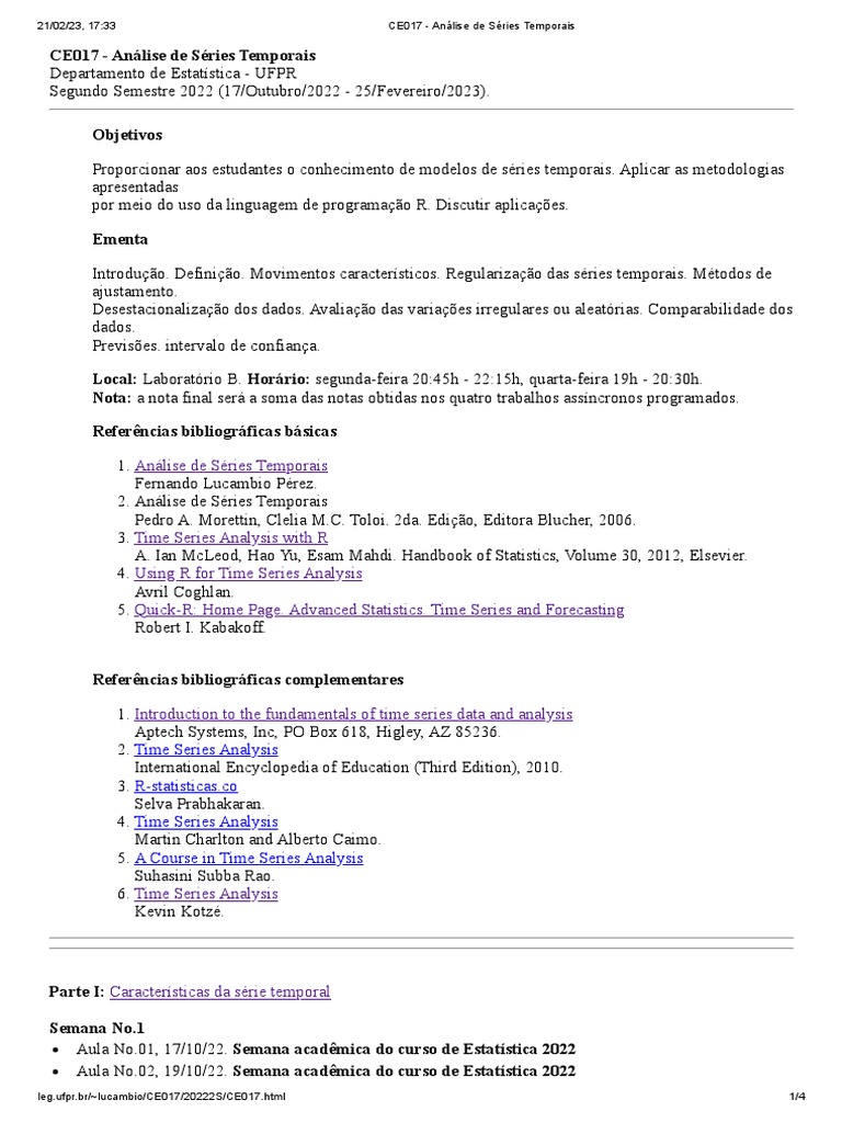 CE017 - Análise de Séries Temporais | PDF | Modelo autorregressivo ...