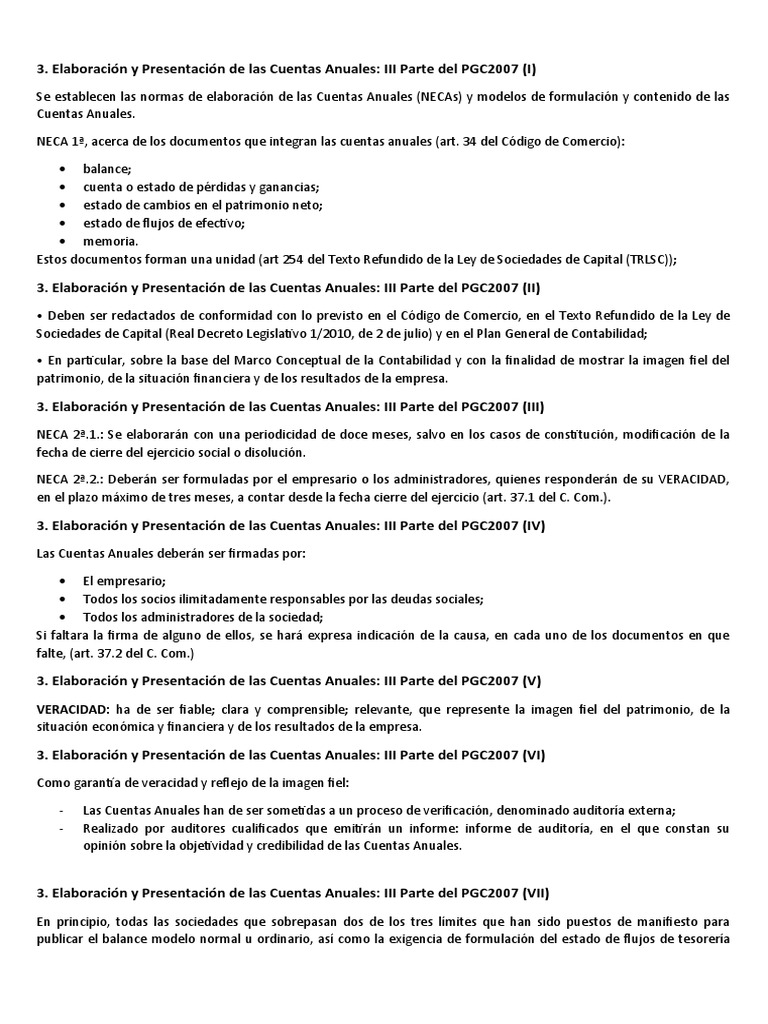 Cuentas Anuales según PGC2007: Guía Completa | PDF | Contabilidad ...