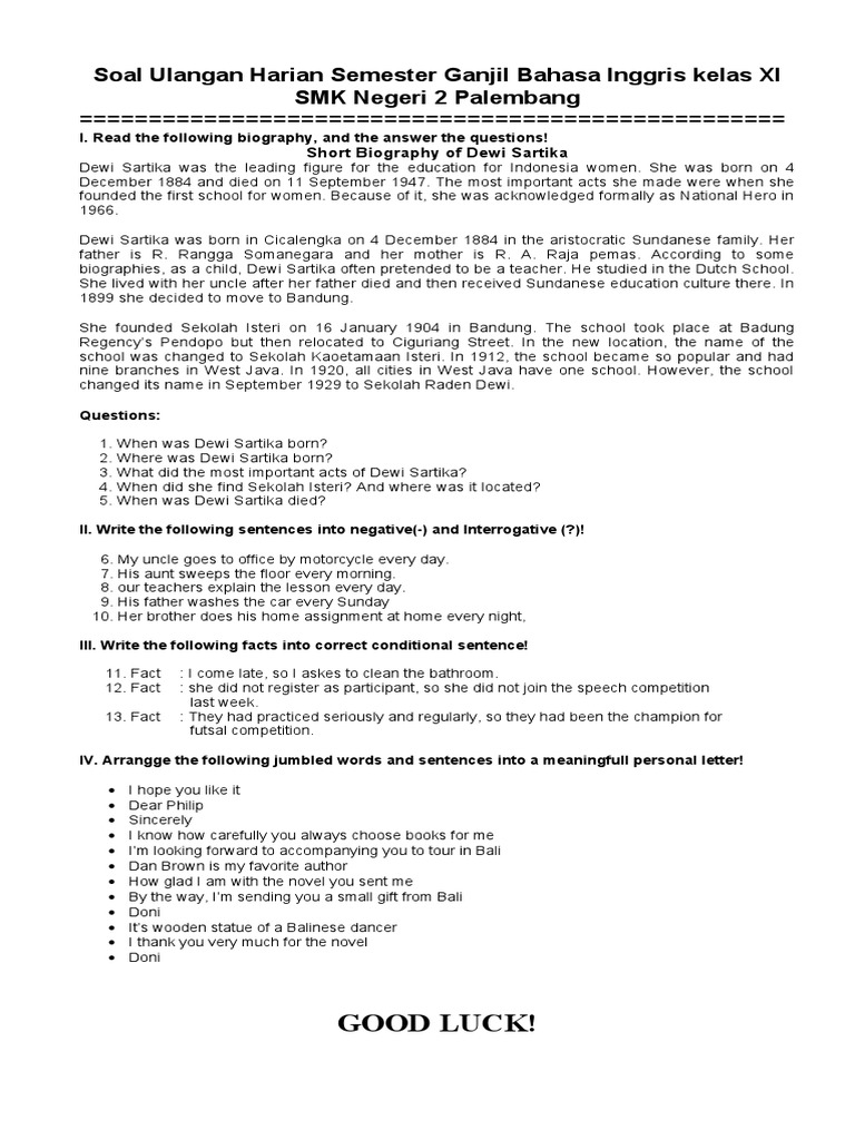 Soal Ulangan Harian Bing Xi | PDF | Java | Indonesia