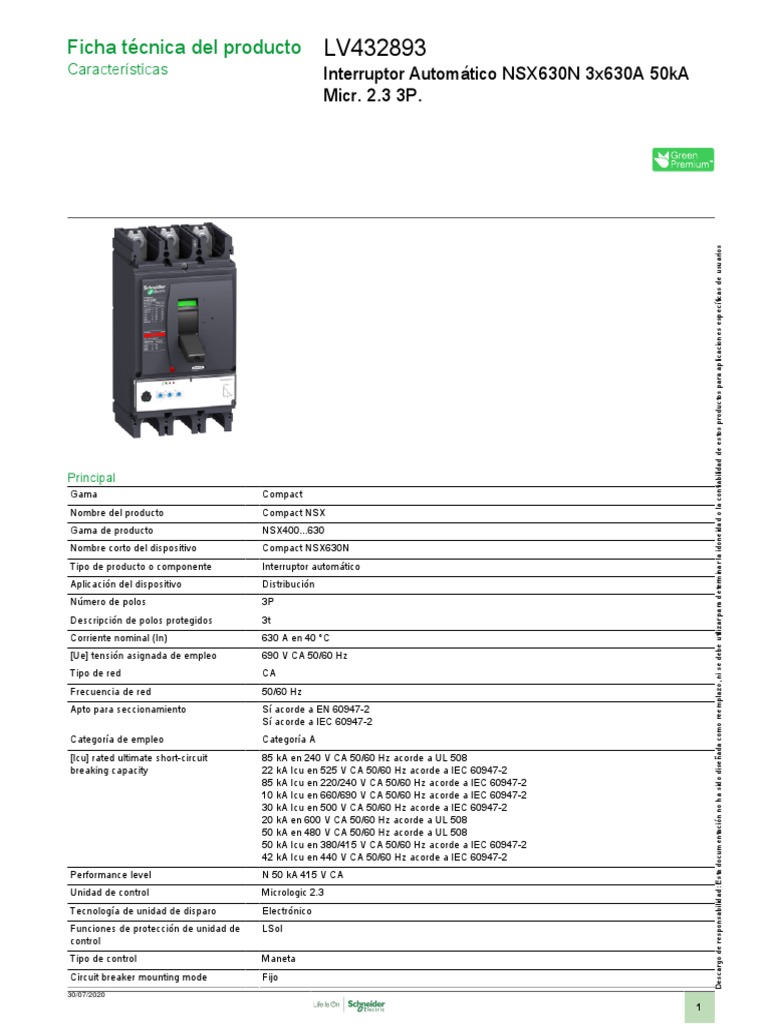 Compact-NSX - 630A LV432893 | PDF | Residuos | Electricidad