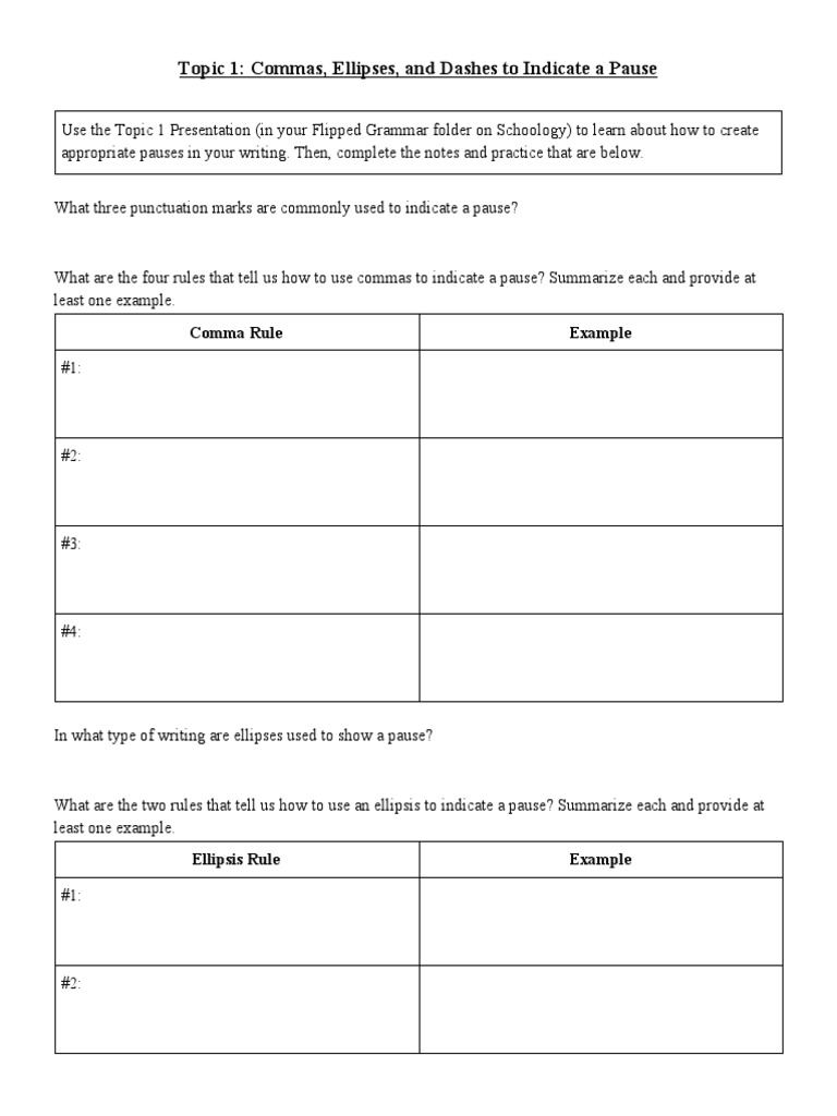 Flipped Grammar Notes and Practice Topic 1 1 | PDF | Ellipsis | Typography