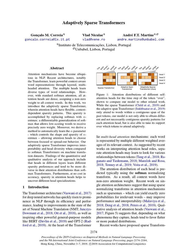 Correia Et Al. - 2019 - Adaptively Sparse Transformers | PDF | Applied Mathematics | Cognitive ...