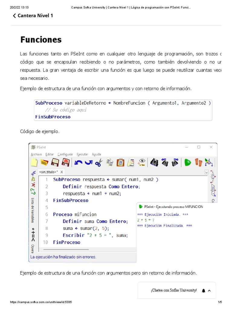 Funciones en PSeInt: Guía Práctica | PDF | Programación de computadoras ...