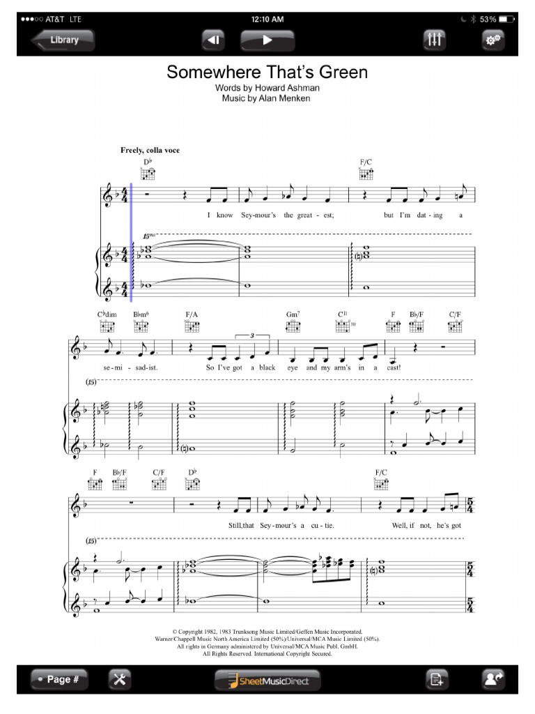 Somewhere That - S Green From Little Shop of Horrors | PDF