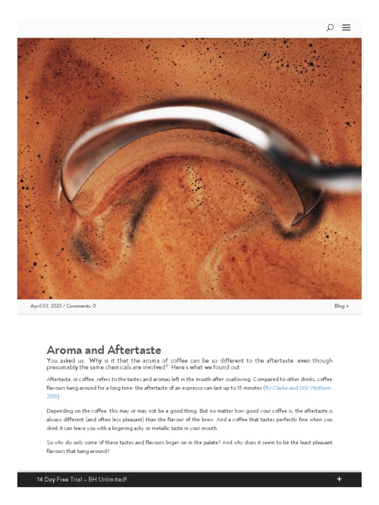 Understanding Coffee Aftertaste | PDF | Taste | Polyphenol