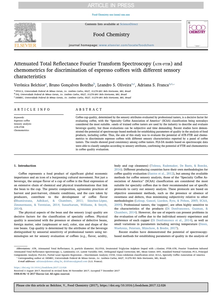 Attenuated Total Reflectance Fourier Transform Spectroscopy (ATR-FTIR) and Chemometrics For ...