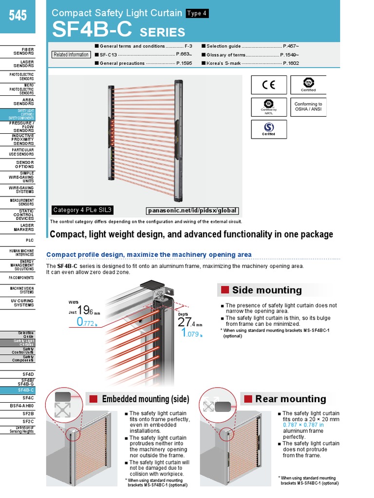 Cortinas de Luz - SF4B Linha C | PDF | Optical Fiber | Light