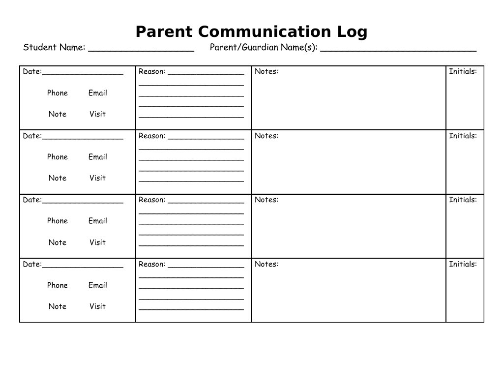 Parent Communication Log | PDF