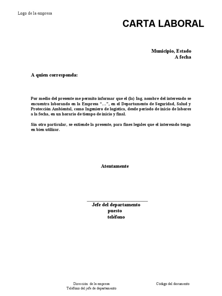 Carta de Laboral | PDF