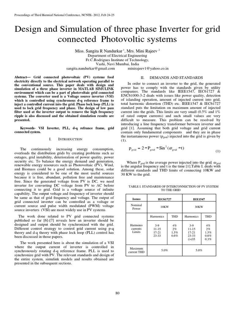 Design and Simulation of Three Phase Inv | PDF | Power Inverter ...