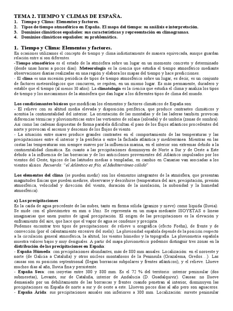 Tema 2. Tiempo y Clima | Descargar gratis PDF | Clima | Herida