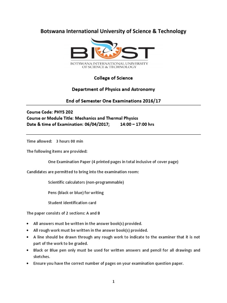 PHYS 202 - Exam | PDF | Gases | Heat
