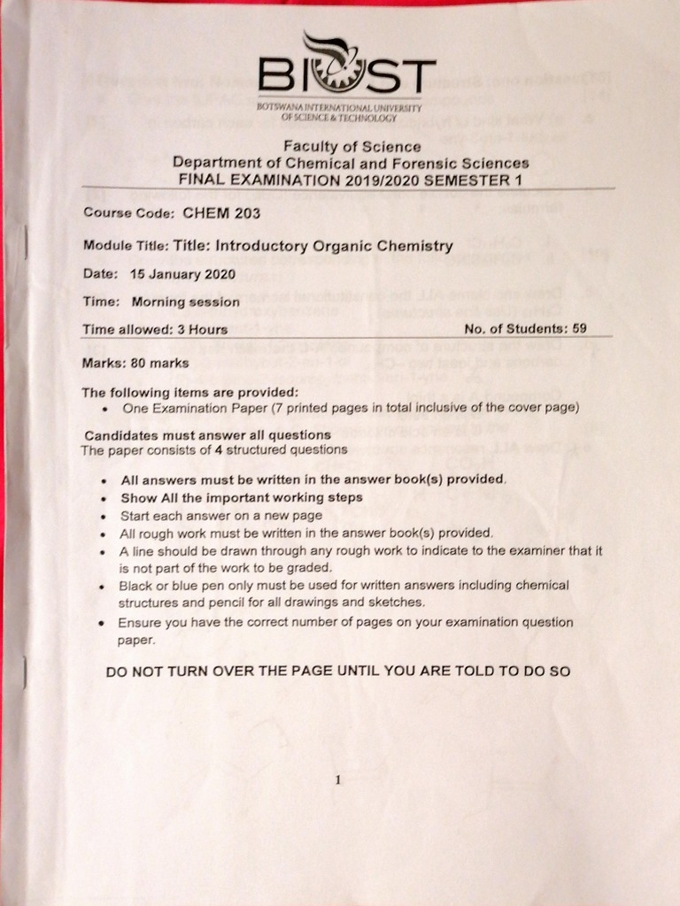 Chem Exam 2020 | PDF