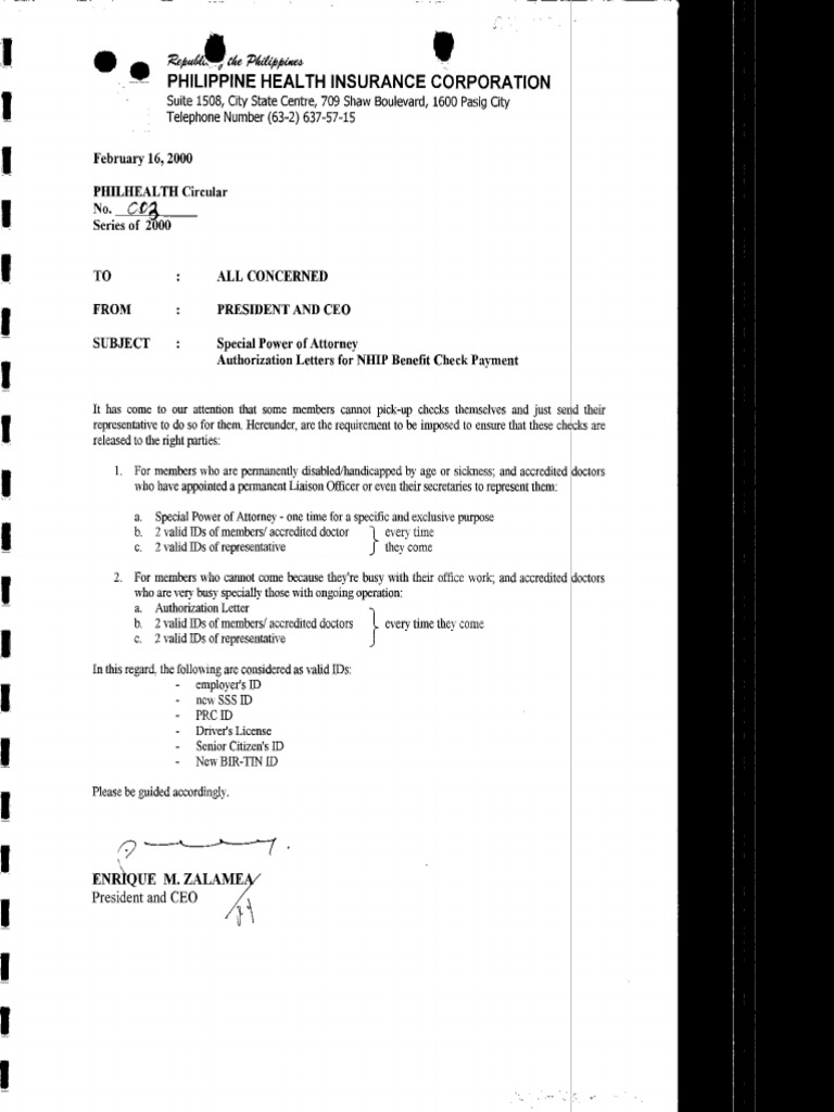 Guidelines for Authorizing Representatives to Pick Up Philippine Health ...