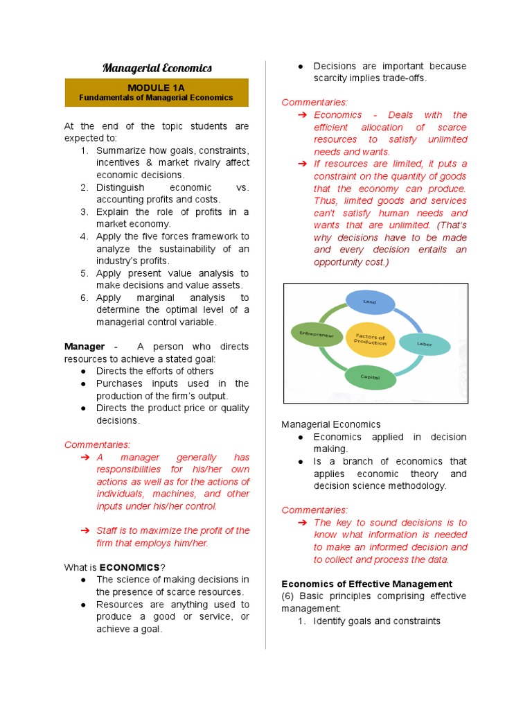 Module 1a Notes Econ | PDF | Economics | Profit (Economics)