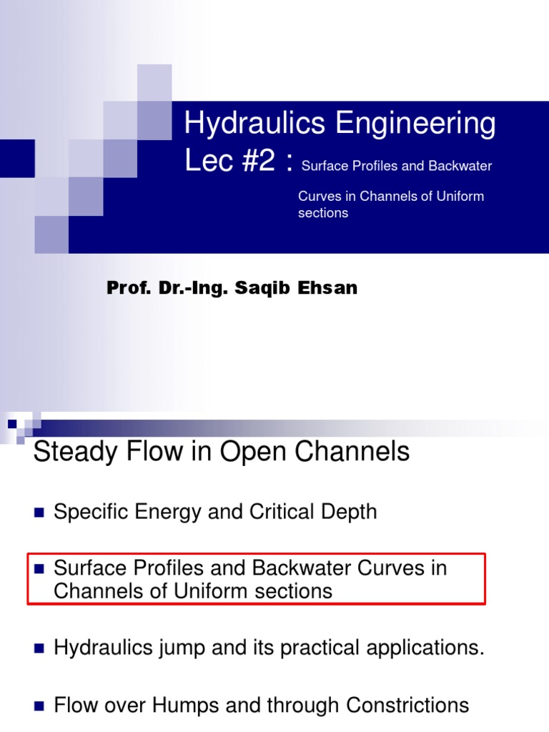 Hydraulic Engineering - Lec - 2-Students | PDF | Fluid Dynamics | Dynamics (Mechanics)