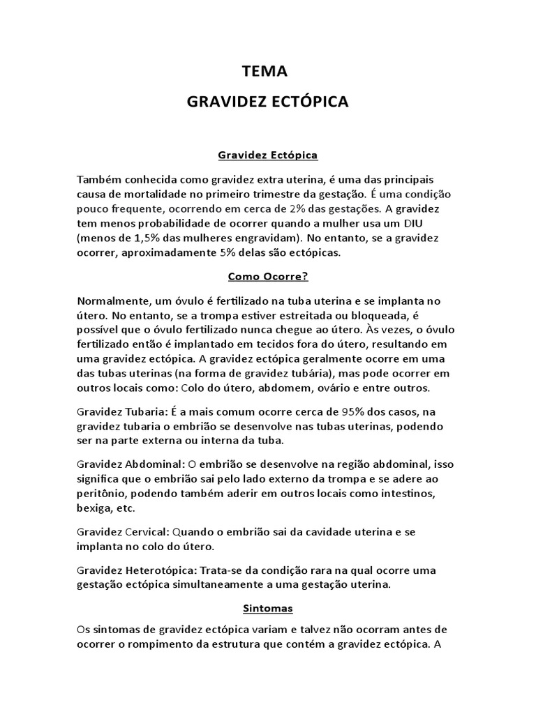 Gravidez Ectópica | PDF | Gravidez | Medicina Clínica