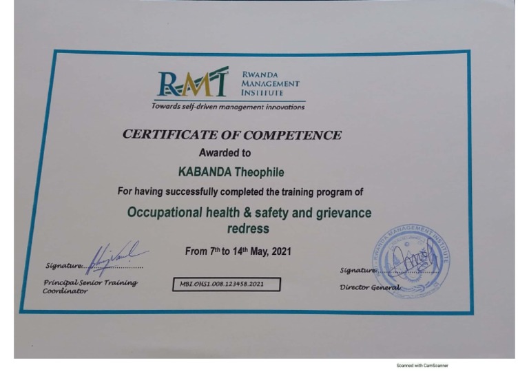 Occupational Safety Certificate | PDF