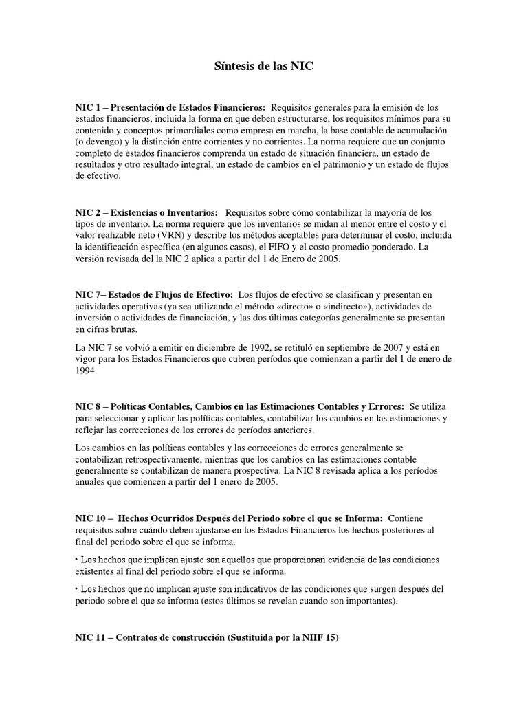 Síntesis de Nic | PDF | normas internacionales de INFORMACION ...