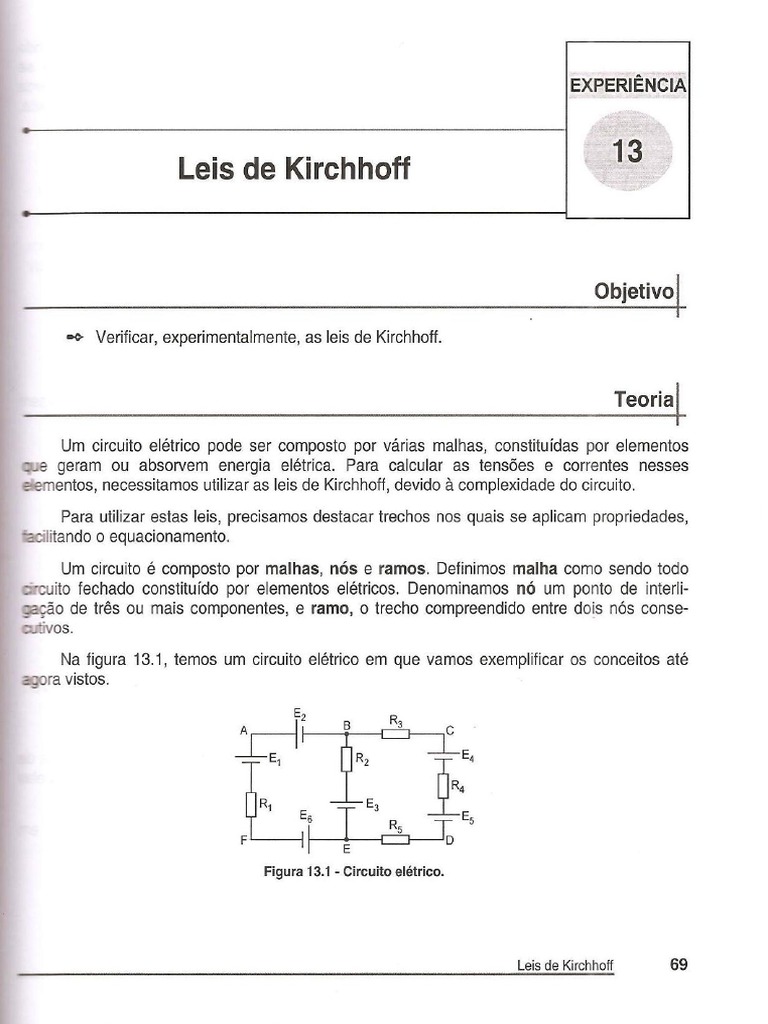 EXP 13 Leis de Kirchhoff | PDF | Rede elétrica | Metrologia