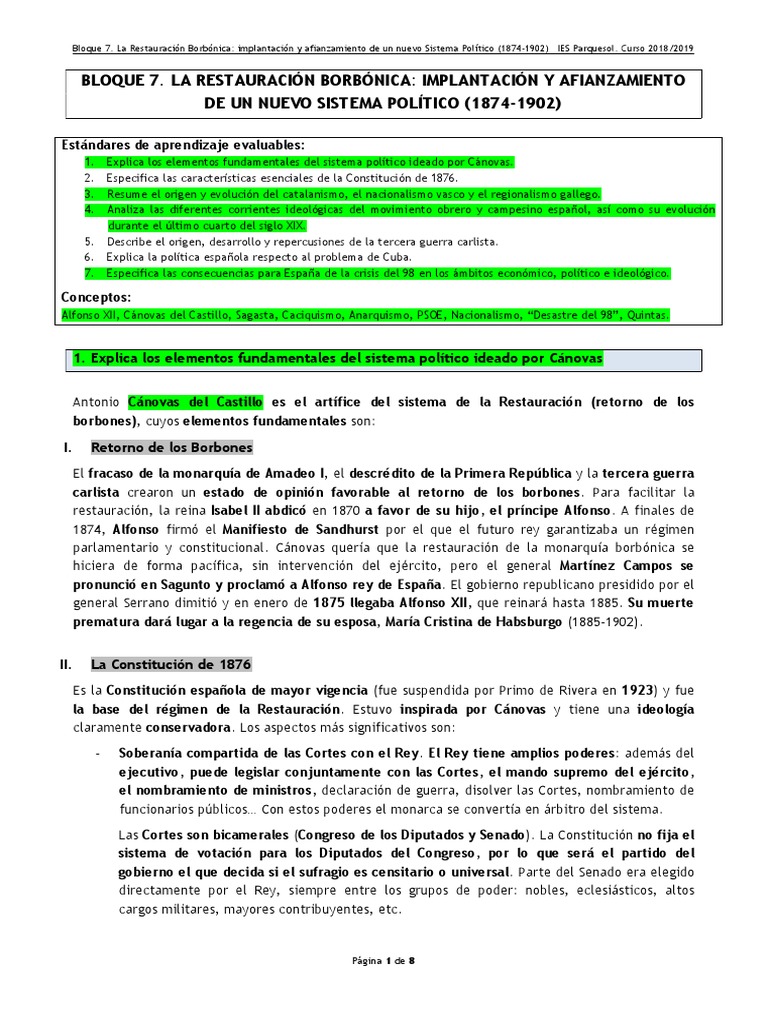 Bloque 7 Historia | PDF | España | Anarquismo