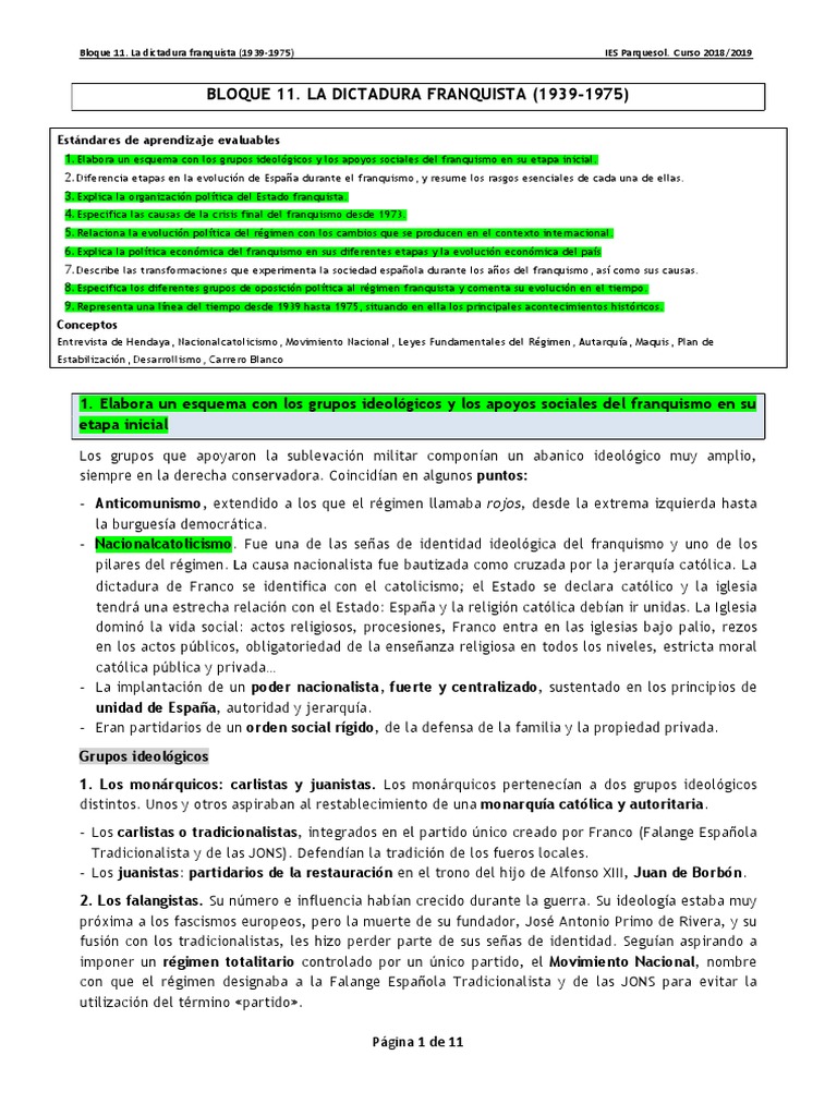 Bloque 11 Historia | PDF | Francisco franco | España Bloque 11 Historia | PDF | Francisco franco | España