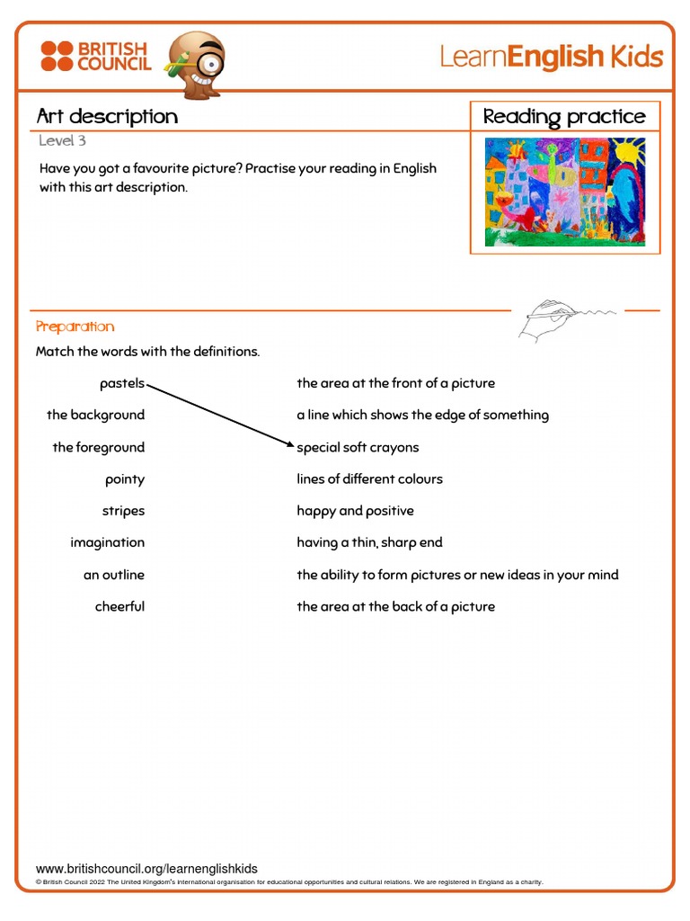 Reading Practice Art Description Worksheet | PDF