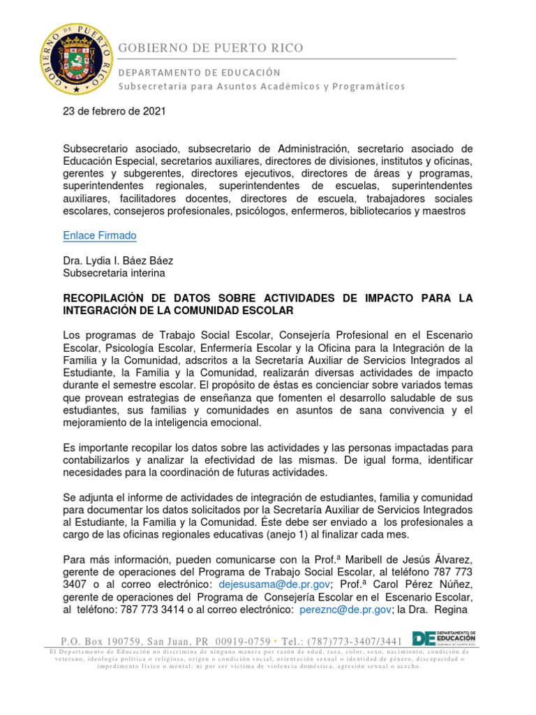 Gobierno de Puerto Rico: Departamento de Educación Subsecretaría para ...