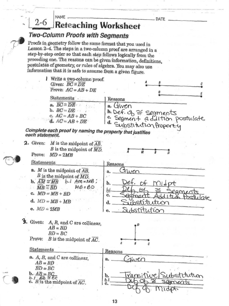 Extra Practice With Segment and Angle Proofs HW Solutions | PDF