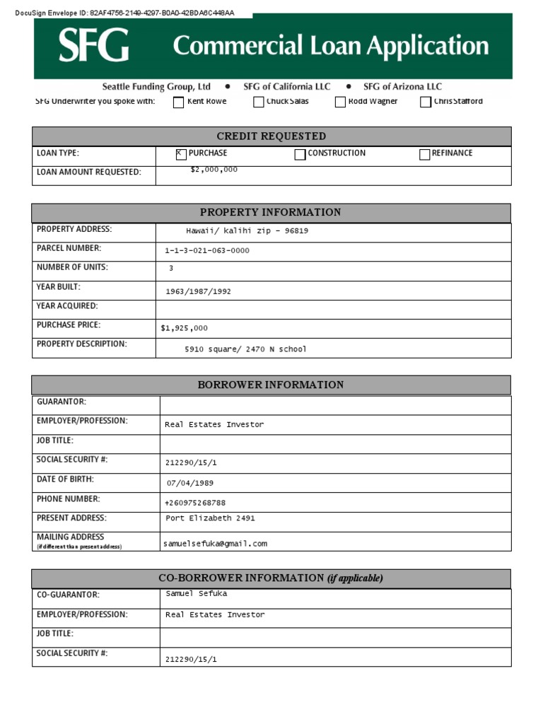 Please DocuSign SFG - Loan Application | PDF | Mortgage Loan | Loans
