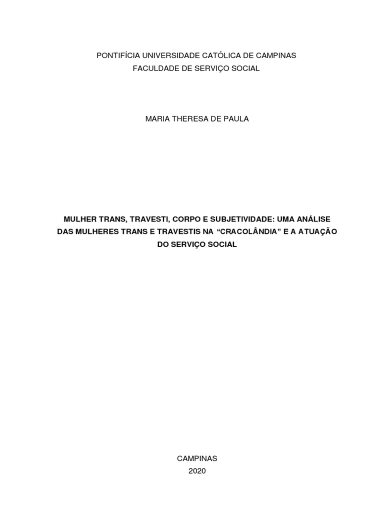 Paula, M. T. Mulher Trans, Travesti, Corpo e Subjetividade-Uma Análise Das Mulheres Trans e ...