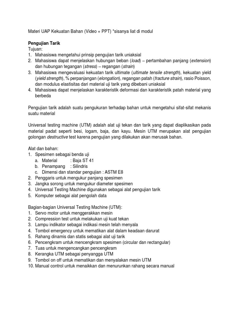 Materi UAP Kekuatan Bahan FTP UB 2022 | PDF