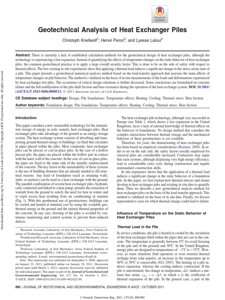 Geotechnical Analysis of Heat Exchanger Piles | PDF | Geotechnical Engineering | Deep Foundation
