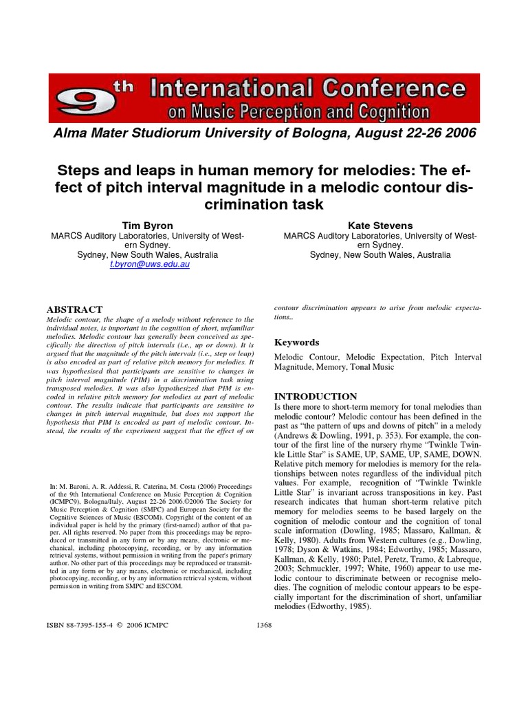 Steps and Leaps in Human Memory | PDF | Harmony | Interval (Music)