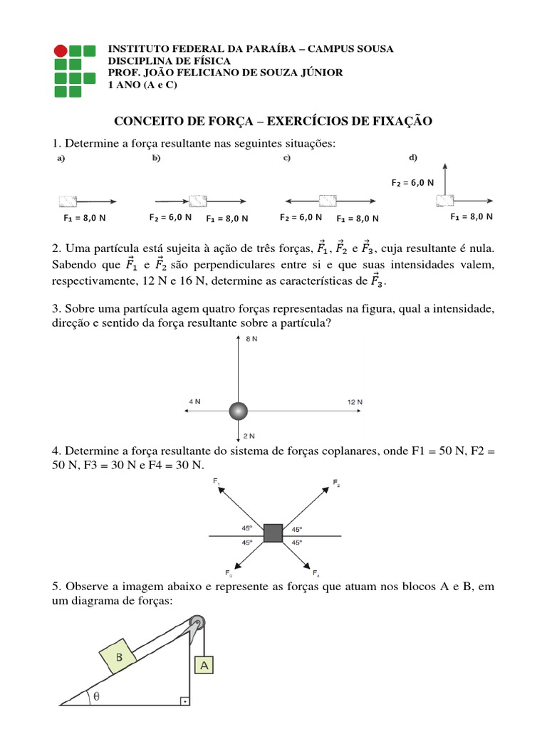 03 - 1 - Conceito de Força - Lista de Exercícios de Fixação | PDF ...