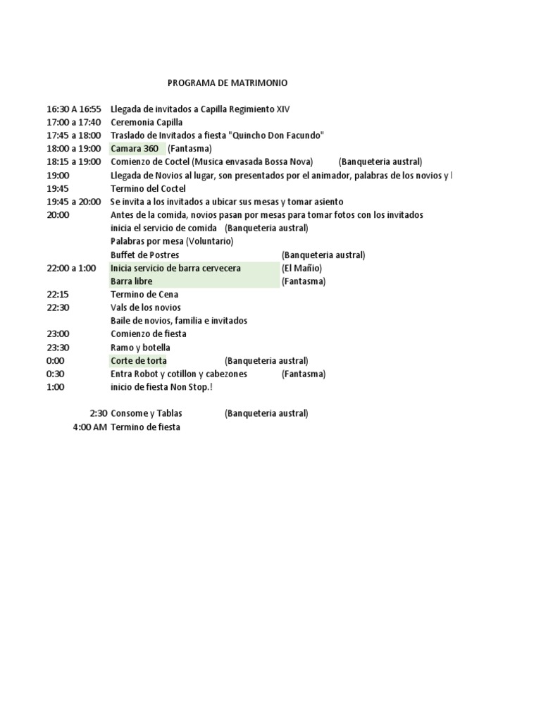 Programada de Matrimonio | PDF