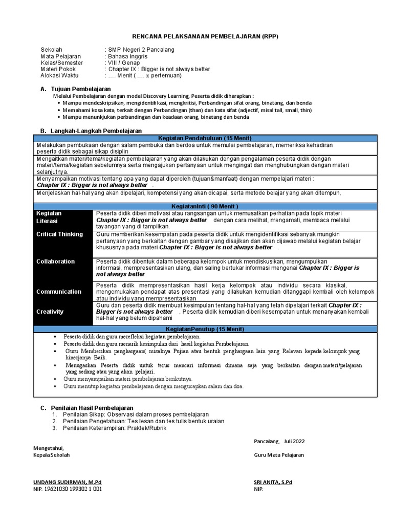 9 RPP B.Ing Kel. 8 Sem .2 - WWW - Kherysuryawan.id | PDF