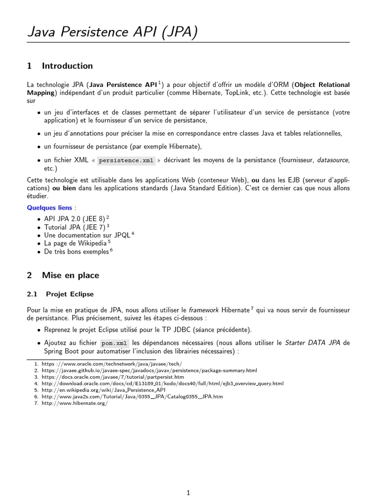 Introduction à Java Persistence API (JPA) | PDF | Java (Langage de ...